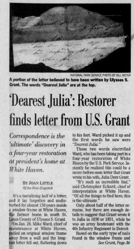Uncovering the Past at White Haven: The "Dearest Julia" Letter (U.S ...