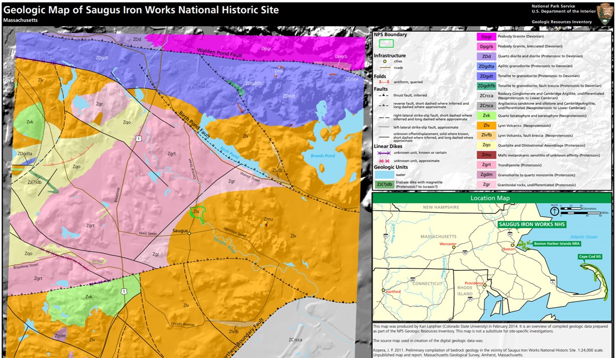 NPS Geodiversity Atlas—Saugus Iron Works National Historic Site ...