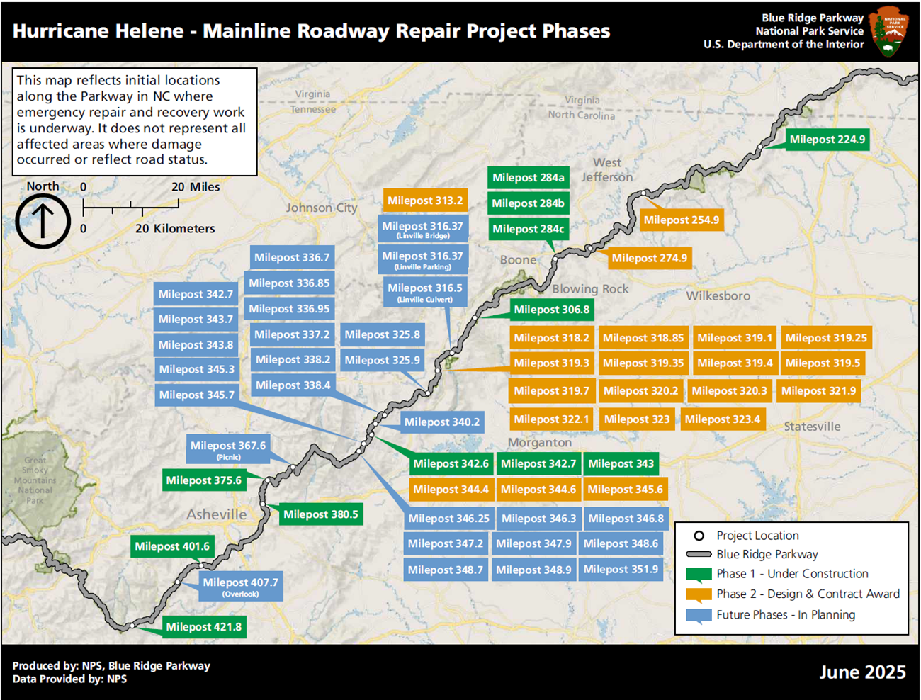 Helene Recovery Projects - At a Glance - Blue Ridge Parkway (U.S ...
