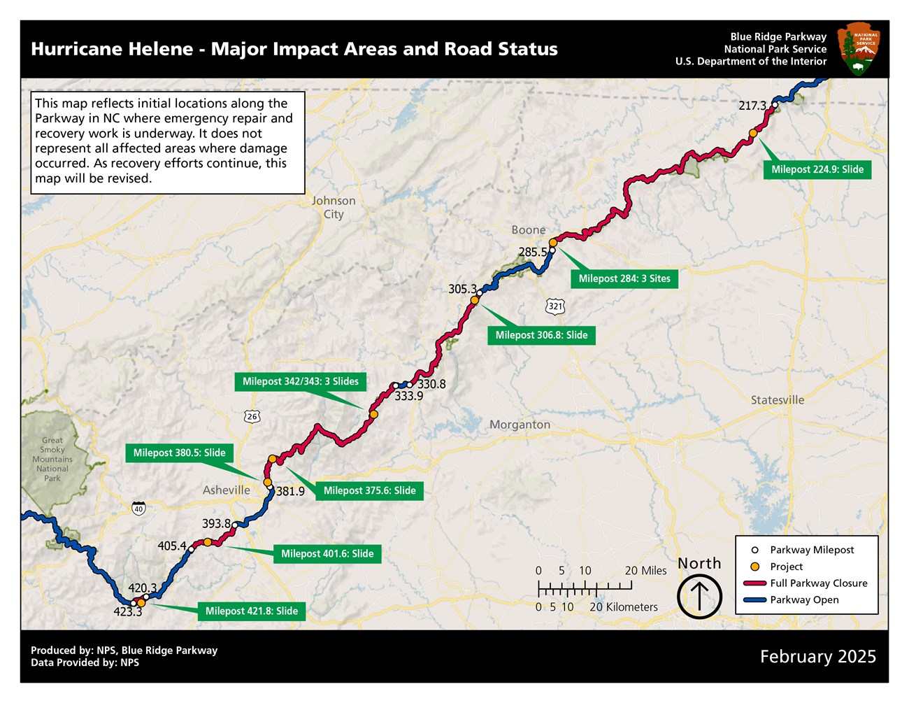 Helene Recovery Projects - At a Glance - Blue Ridge Parkway (U.S ...