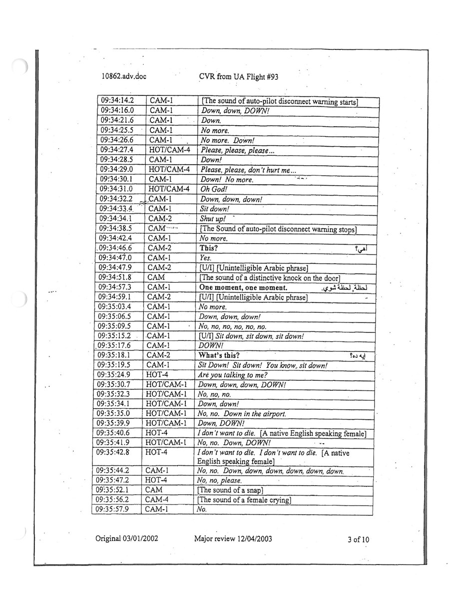 Cockpit Voice Recorder Transcript - Flight 93 National Memorial (U.S ...