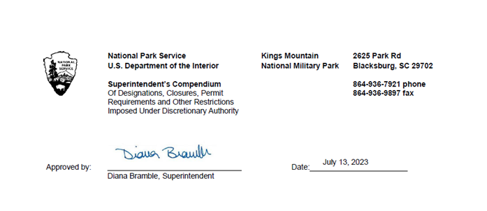 Superintendent's Compendium - Kings Mountain National Military Park (U ...