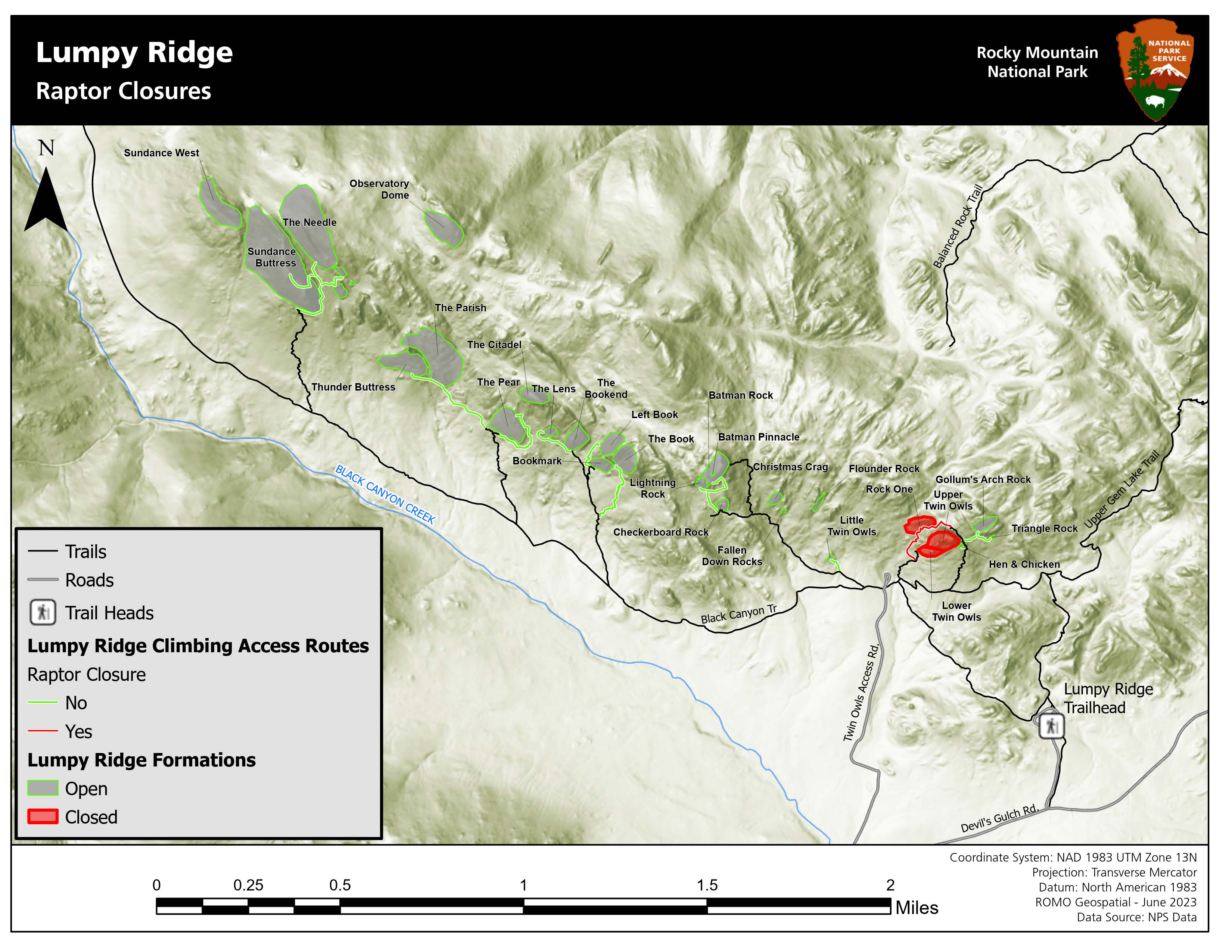 Raptor Closures - Rocky Mountain National Park (U.S. National Park Service)